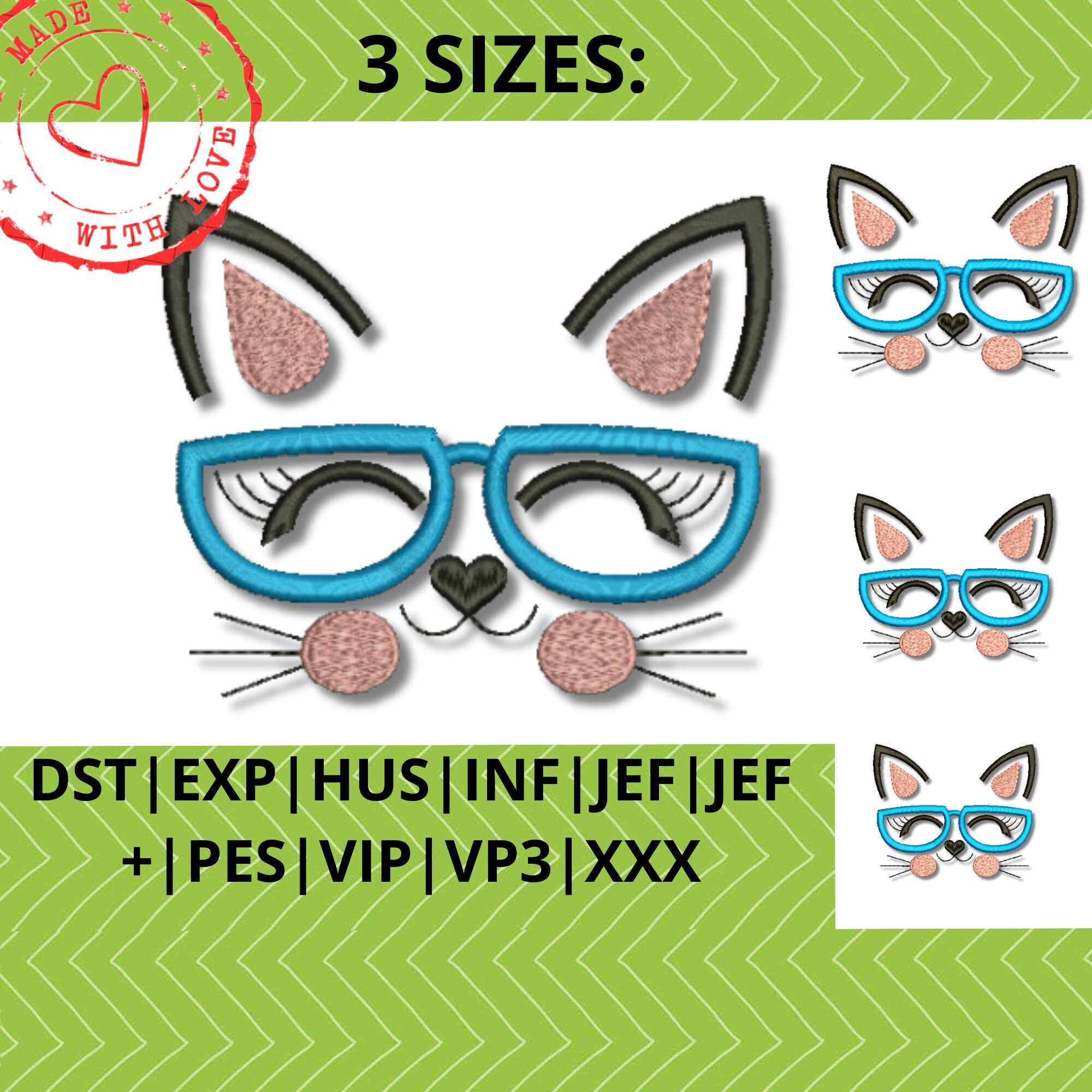 Cute Cat Face Machine Embroidery Designs Animal Machine File - Etsy