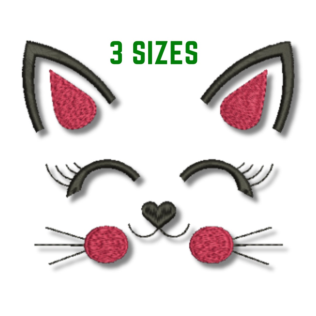 Cat Machine Embroidery Designs, Cat Face Machine Embroidery Design - Etsy
