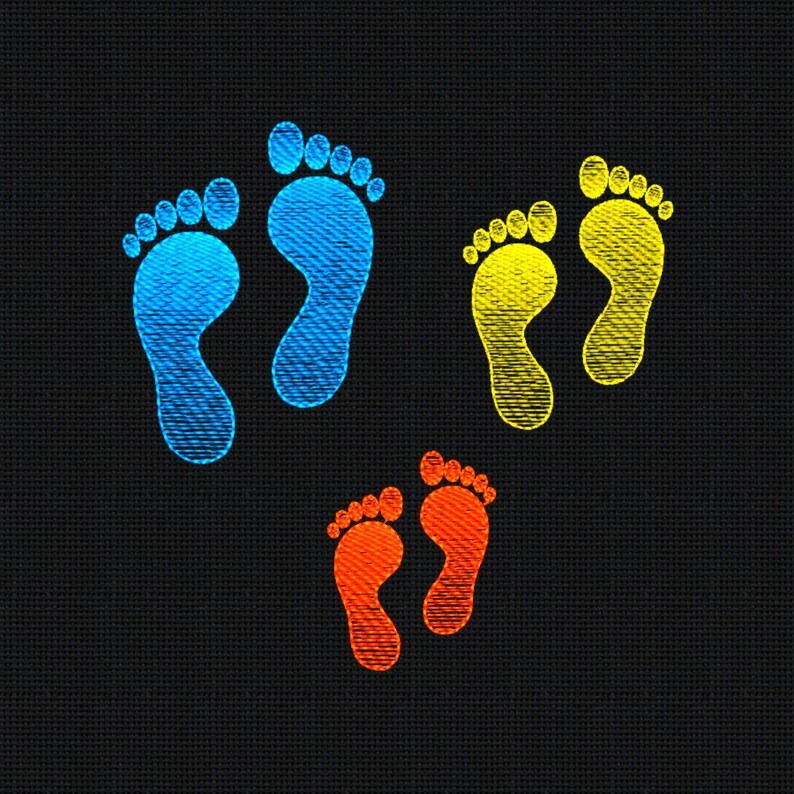 Footprints Embroidery Design, Feet Machine Embroidery Designs 3 Sizes ...