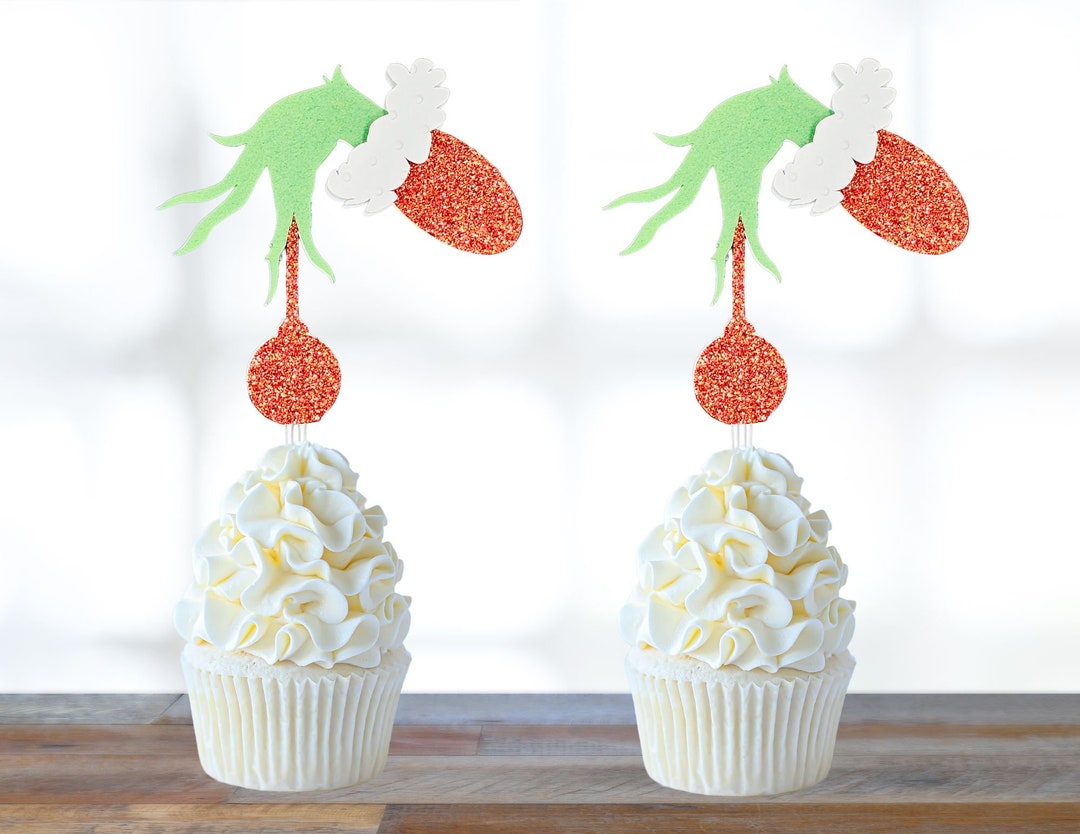 Grinch Hand Cupcake Toppers, Christmas Cupcake Toppers, Dr. Seuss ...