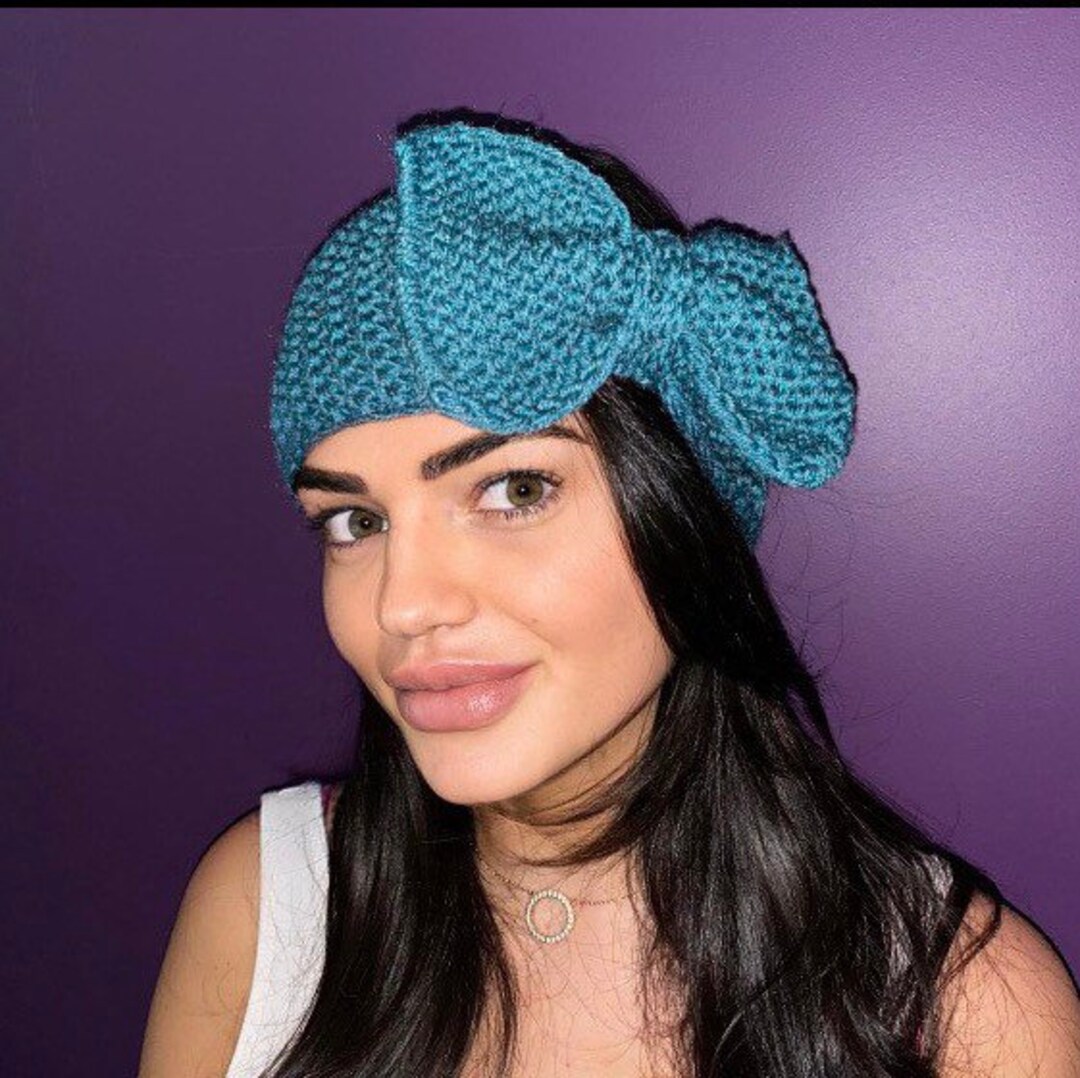 Knitted Adult Bow Headband/ Ear Warmer Big Bow Head Band ,gift for Her ...