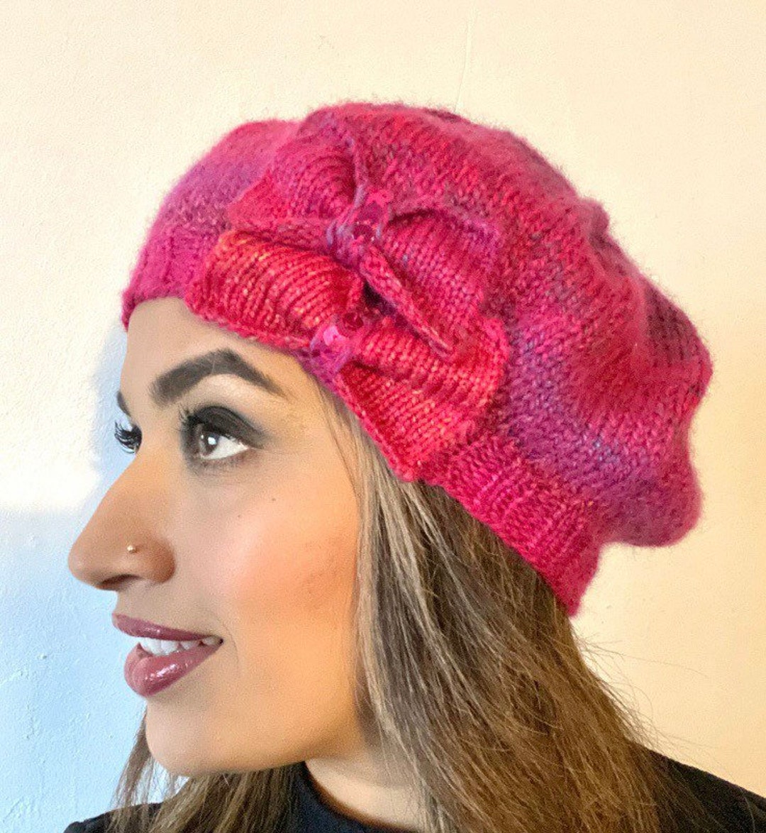 Space Dyed Beret Made of 100% Pure Wool. Hand Knitted Luxury Slouch ...
