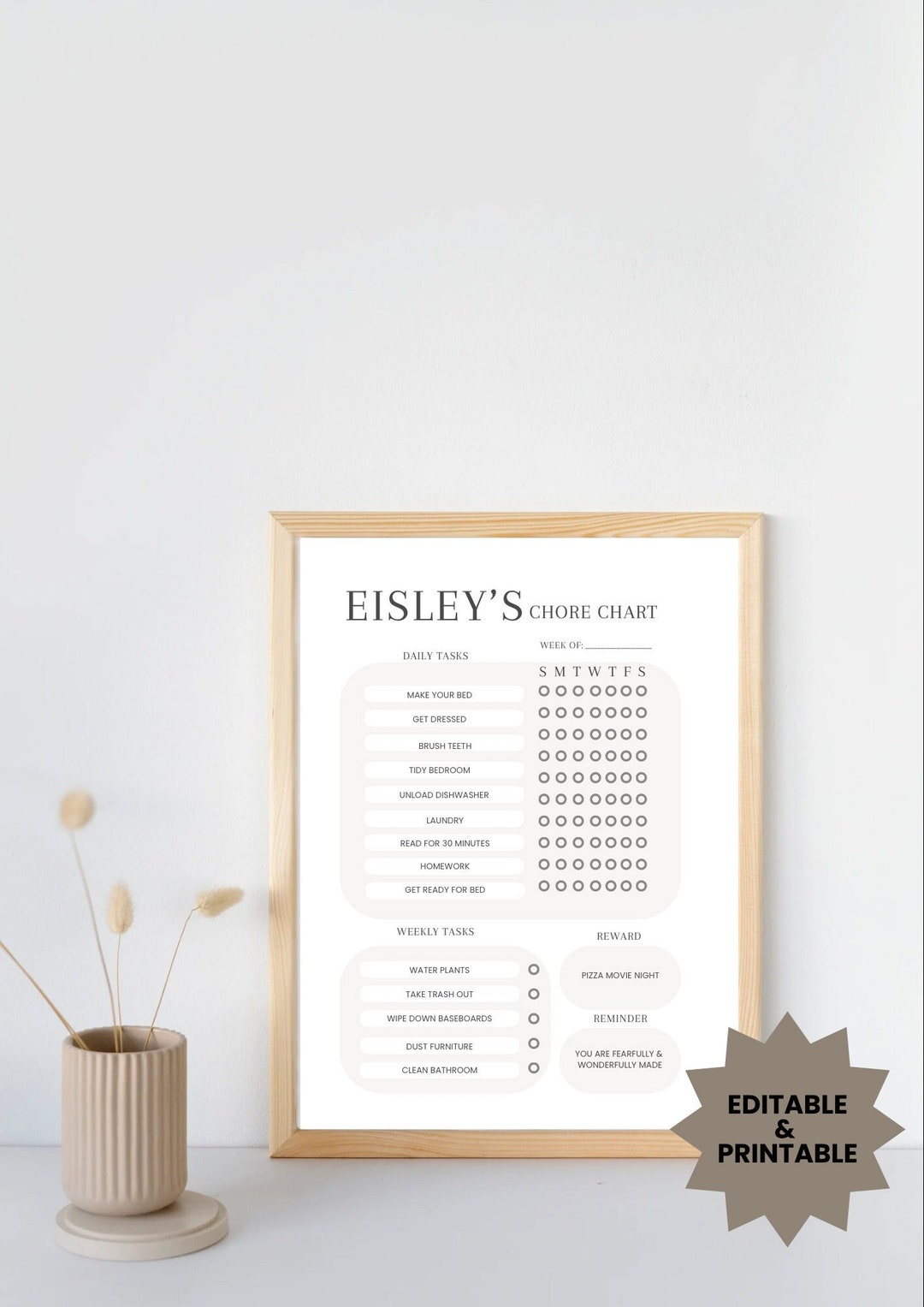 Minimal Chore Chart & Cleaning Ideas - Etsy