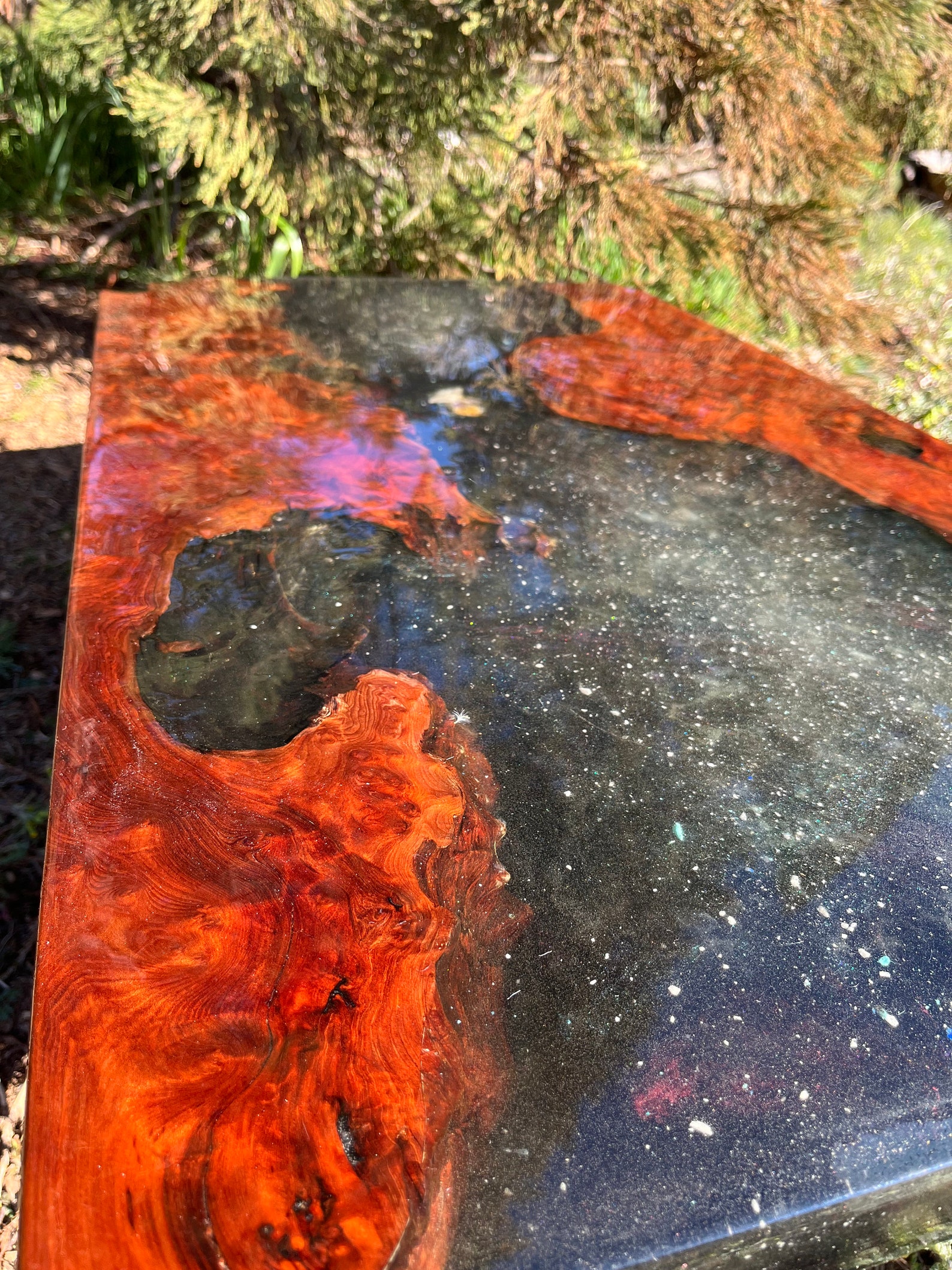 Redwood Burl Galaxy Epoxy Table Top, Epoxy Galaxy, Stars, Epoxy Art ...