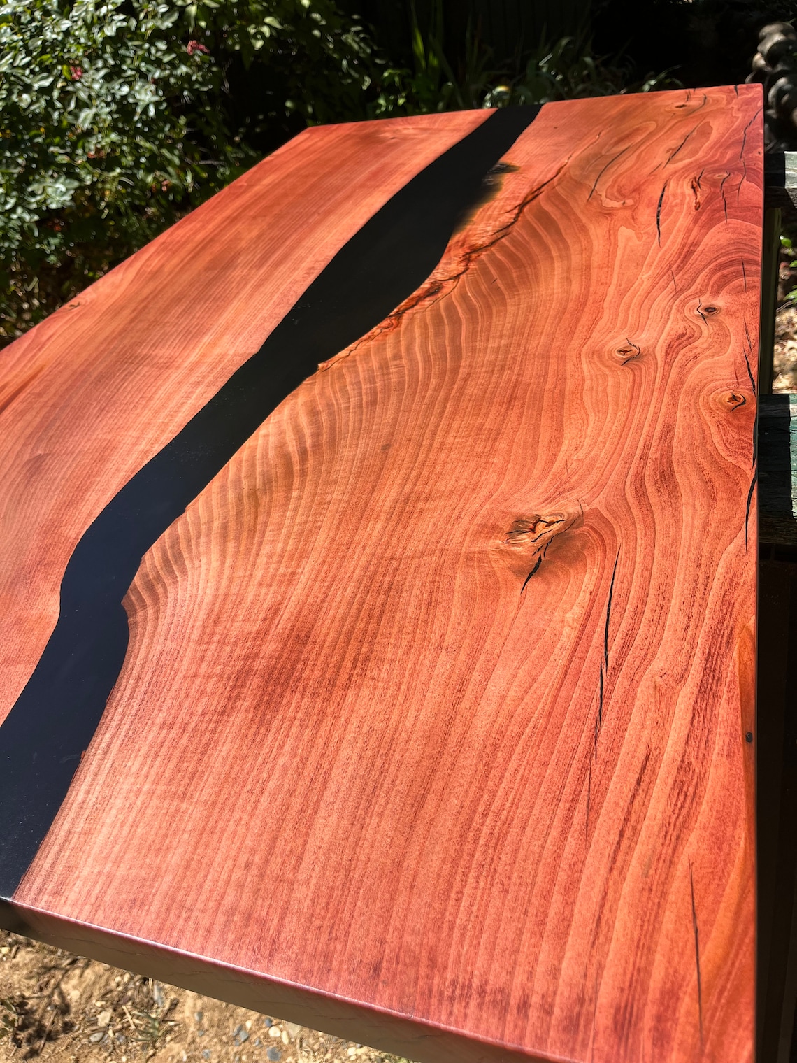 Custom Madrone Live Edge Epoxy River Table, Resin River Table, Hardwood ...