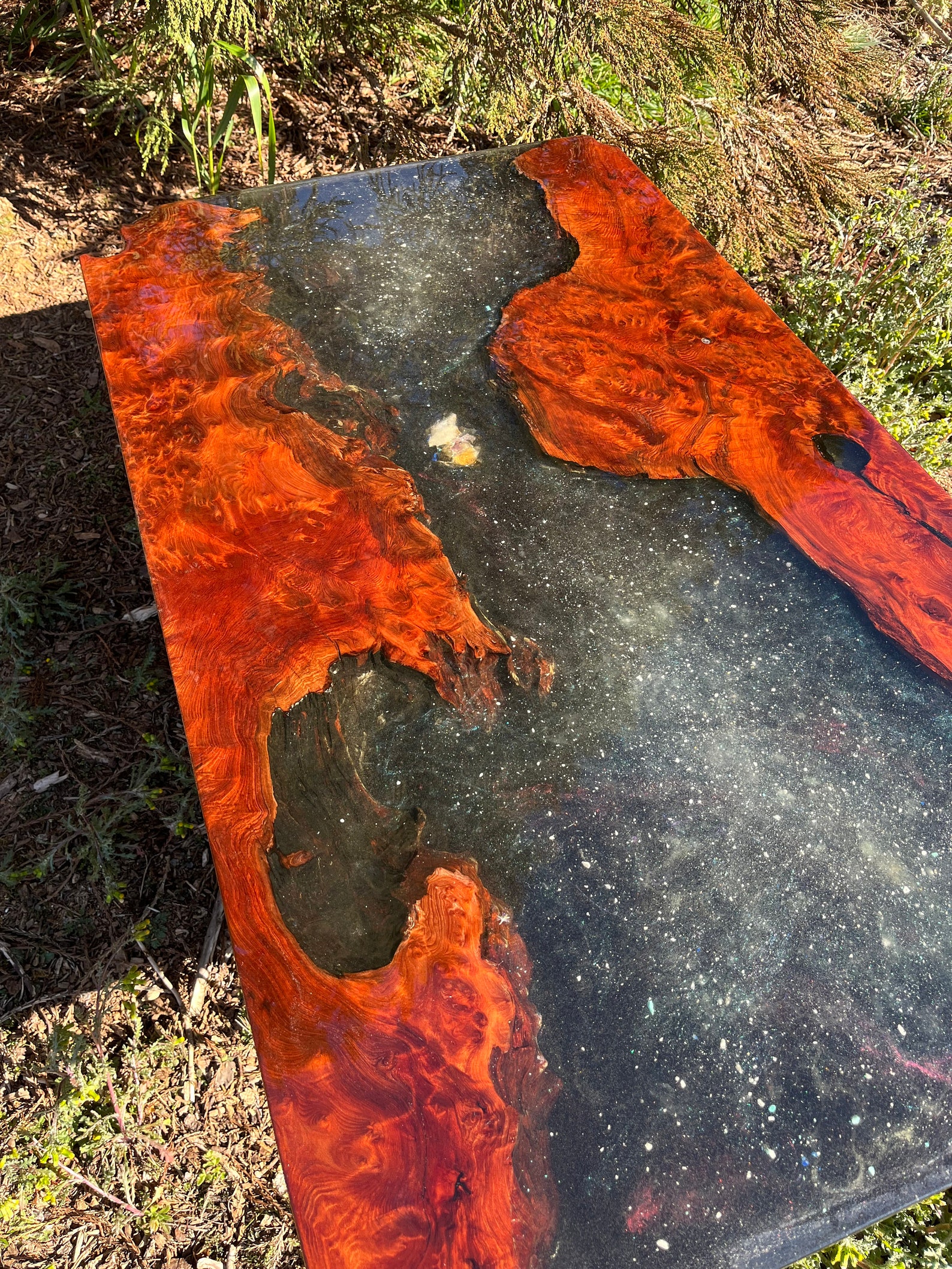 Redwood Burl Galaxy Epoxy Table Top, Epoxy Galaxy, Stars, Epoxy Art ...