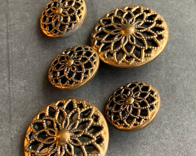 5 Vintage Metal Mirror Buttons Twinkle Buttons, Craft Sewing Projects ...