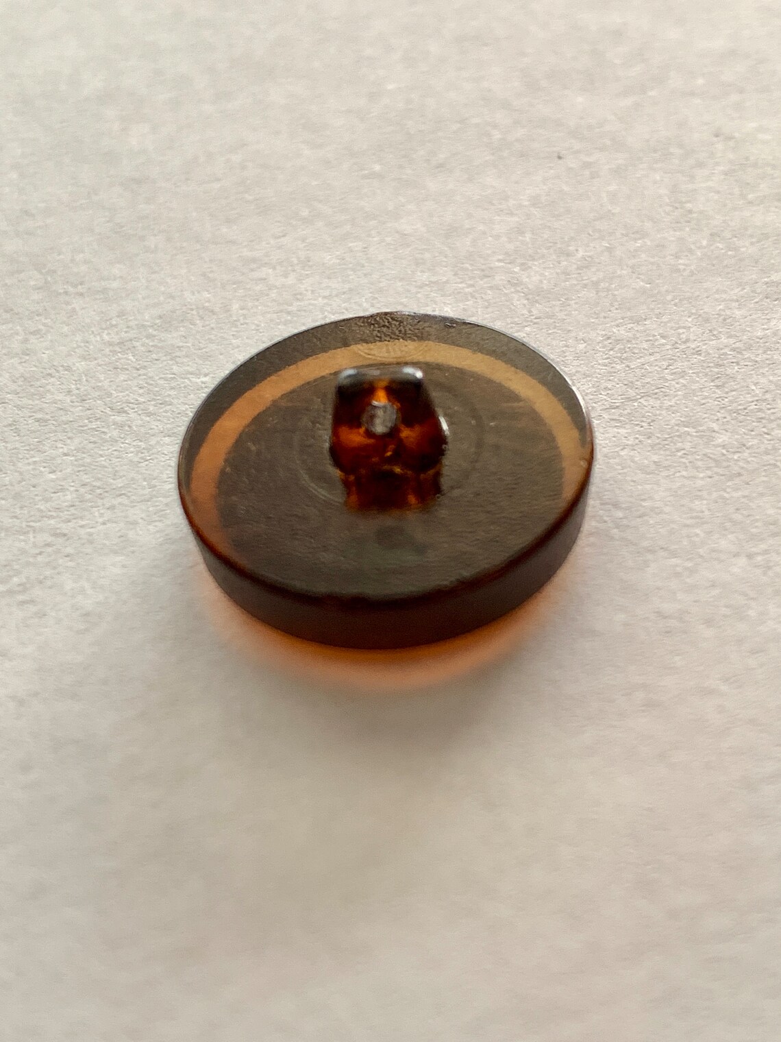 Vintage Transparent Amber Plastic Button, Two Colored Rhinestones ...