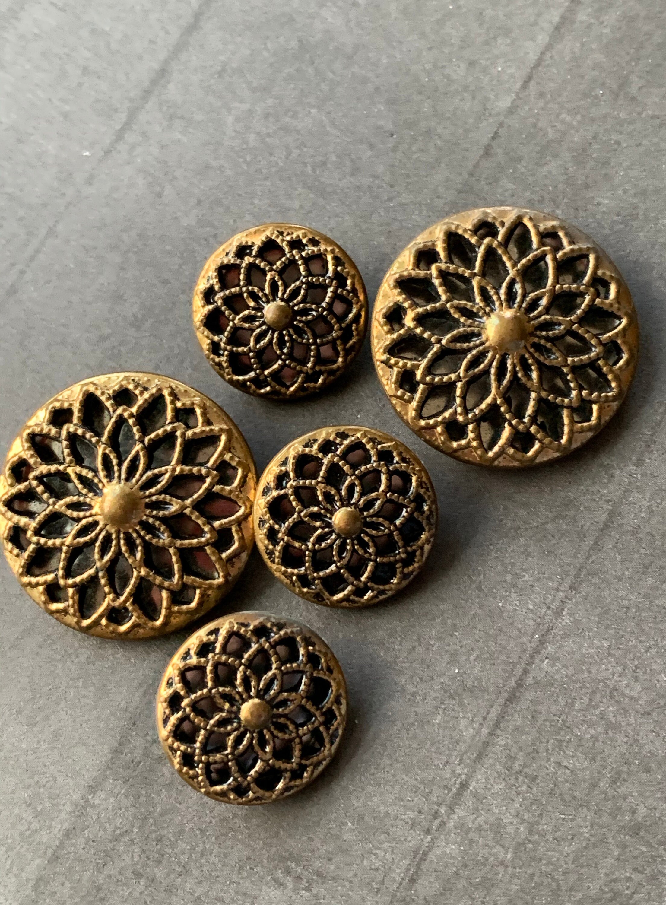 5 Vintage Metal Mirror Buttons Twinkle Buttons Craft Sewing - Etsy