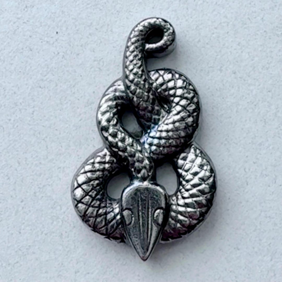 Vintage Metalized Plastic Snake Button, Realistic Coiled Snake Button ...