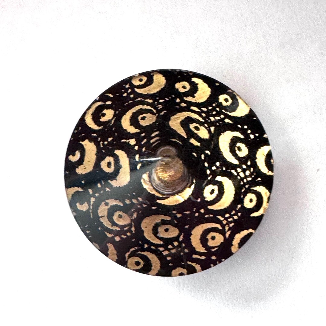 Vintage Lucite Dome Button, Black and Gold Foil Design, Pointed Dome ...