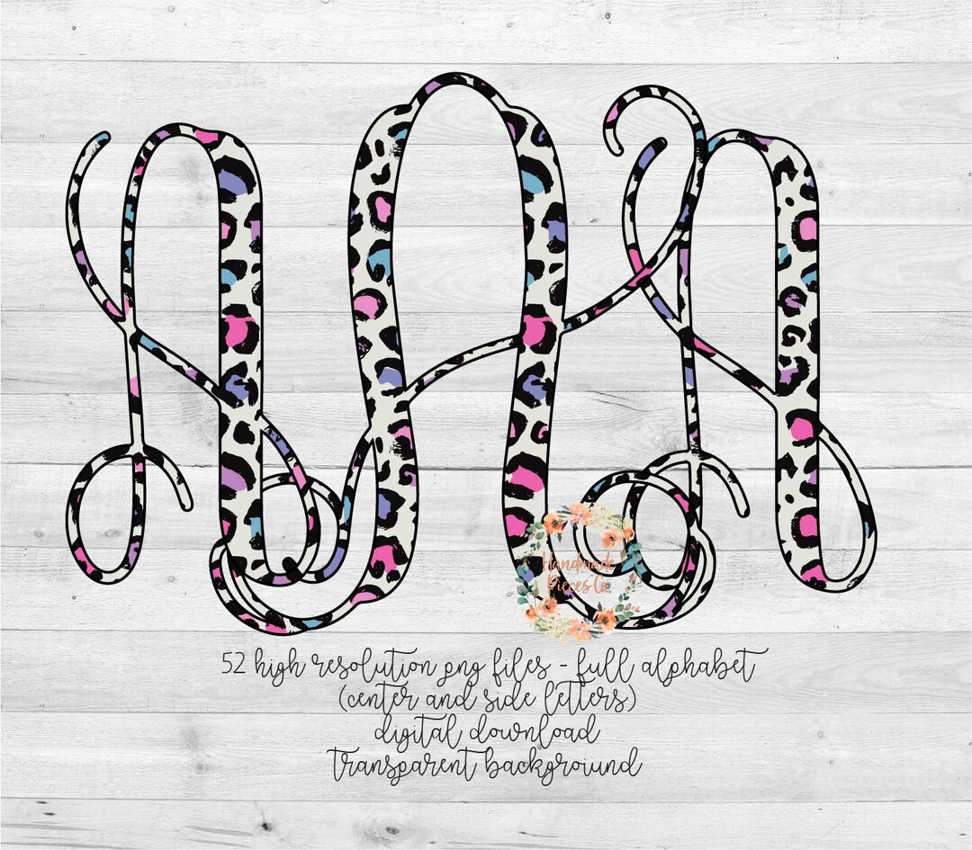 Leopard Script PNG, Leopard Spring Pastel Print, Full Alphabet, Digital ...