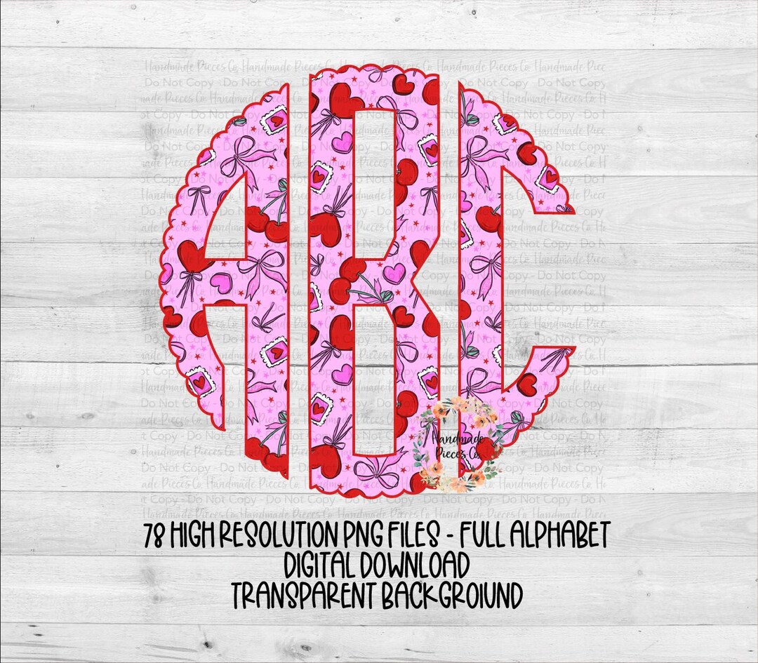 Pink Coquette Bow Monogram, Coquette PNG, Valentine's Day Monogram ...