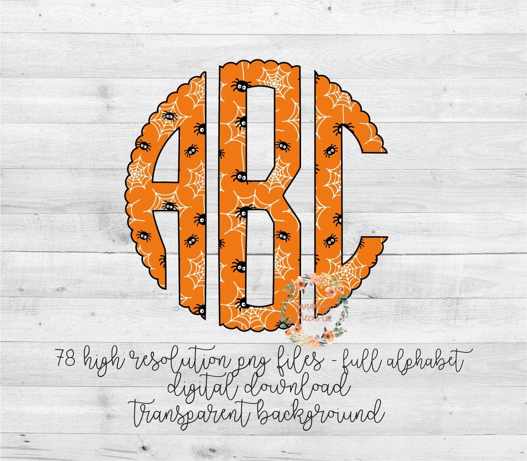 Halloween Monogram, Spiders, Full Alphabet, Instant Download, Digital ...