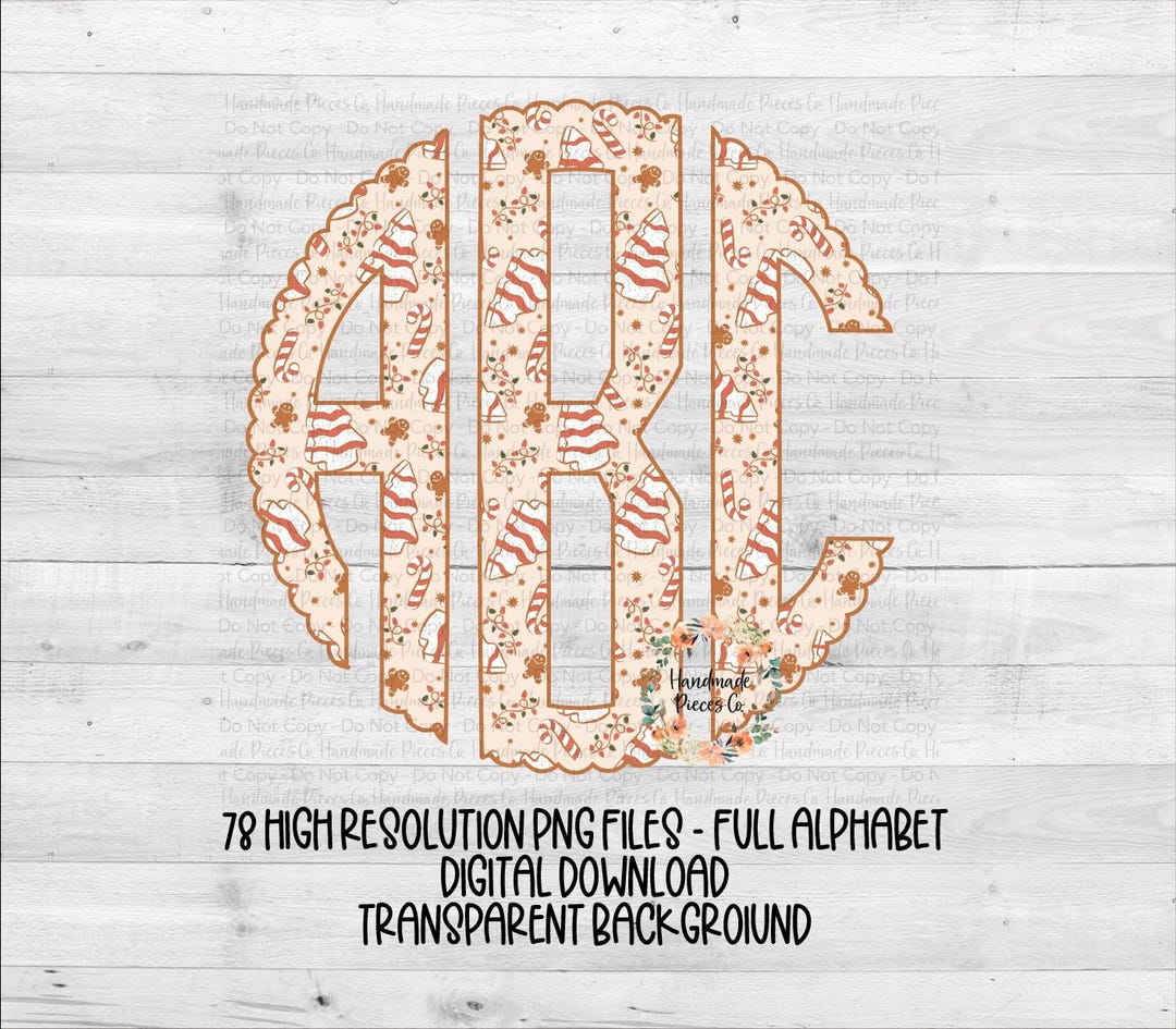 Snack Cake Monogram, Christmas Cake Monogram, Christmas Monogram PNG ...