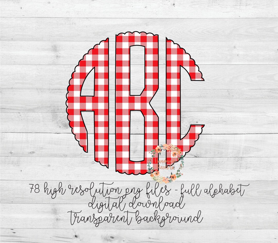 Red Buffalo Plaid Monogram, Buffalo Check, Plaid, Gingham, Full ...