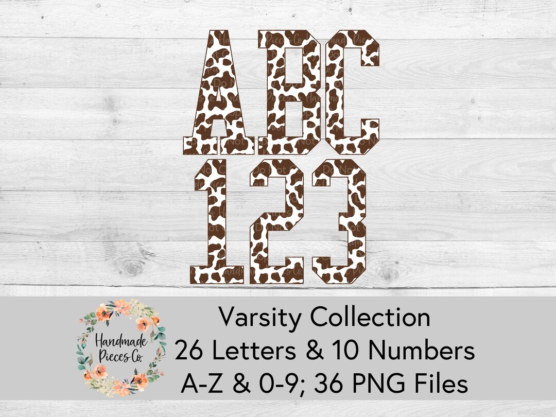 Cow Alphabet and Number Set, Varsity Letters and Numbers, Numbers Pack ...