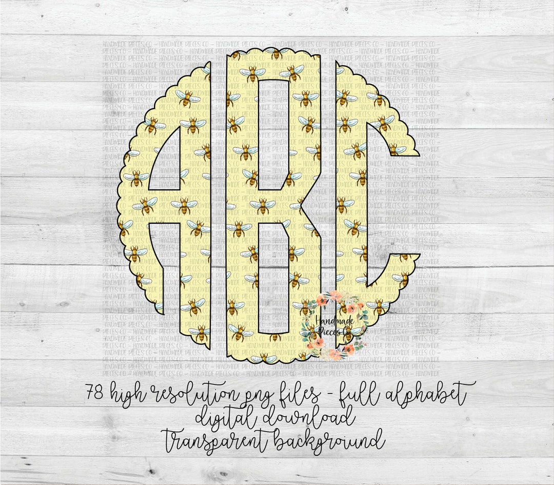 Bee Monogram PNG, Save the Bees, Monogram PNG, Full Alphabet, Instant ...