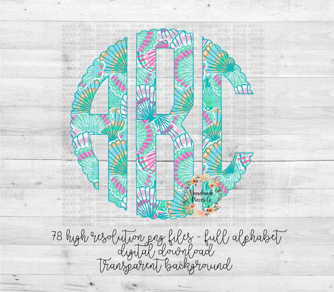 Seashell Monogram, Tropical Monogram, Summer Monogram, Scallop PNG ...