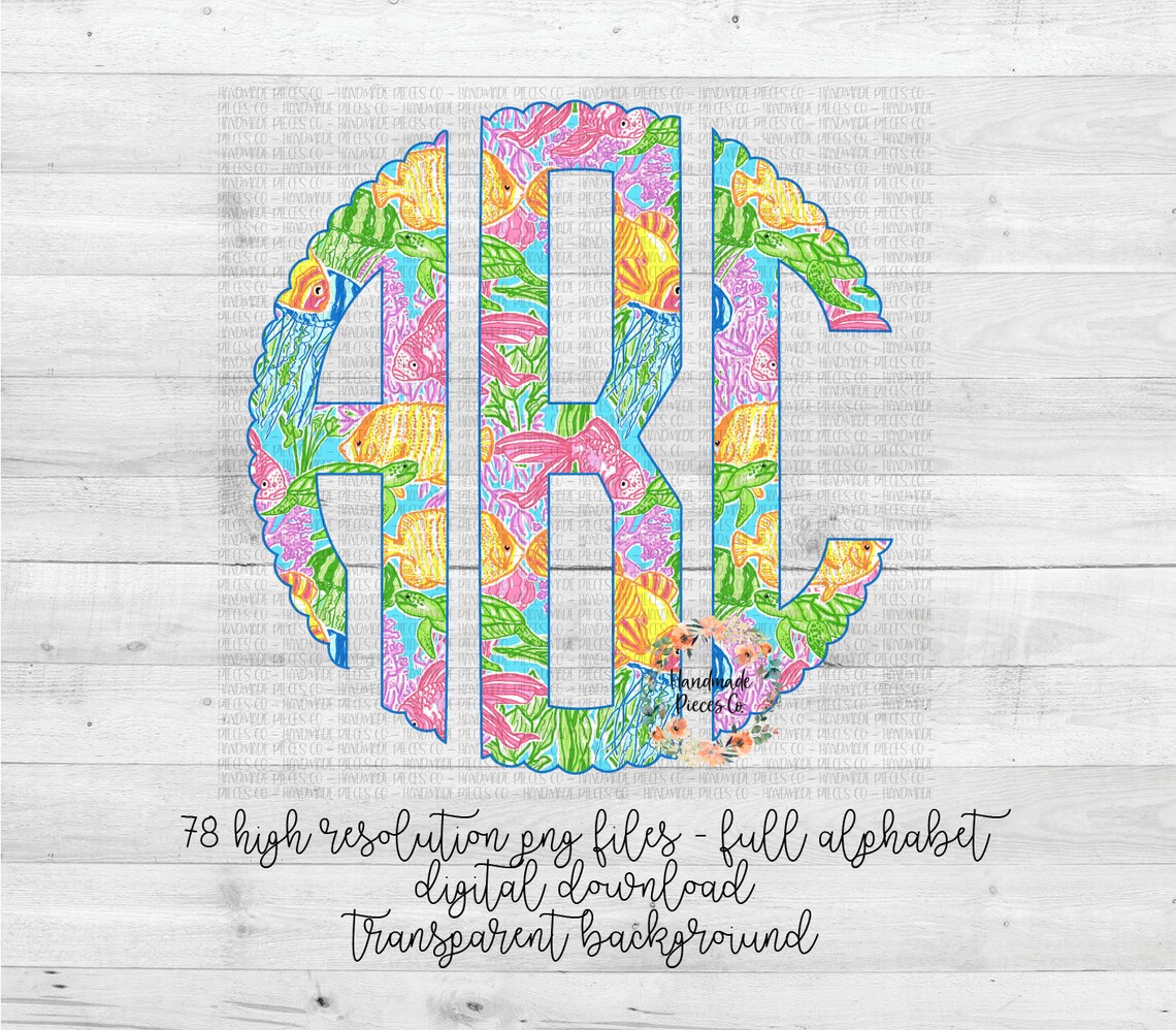 Tropical Fish Monogram Tropical Monogram Summer Monogram - Etsy