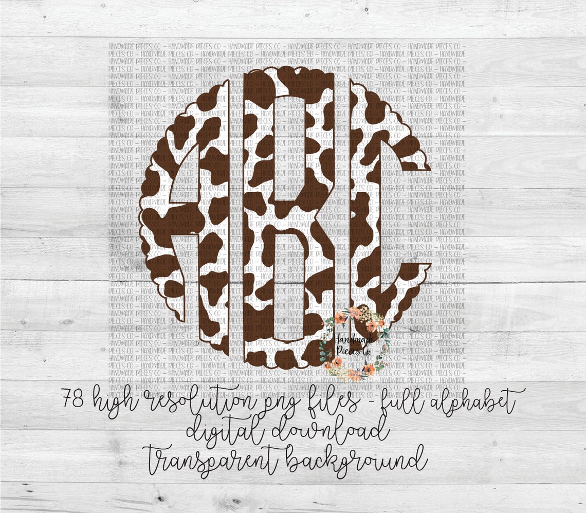 Cow Print Scallop Monogram PNG, Full Alphabet (digital Download) - Etsy