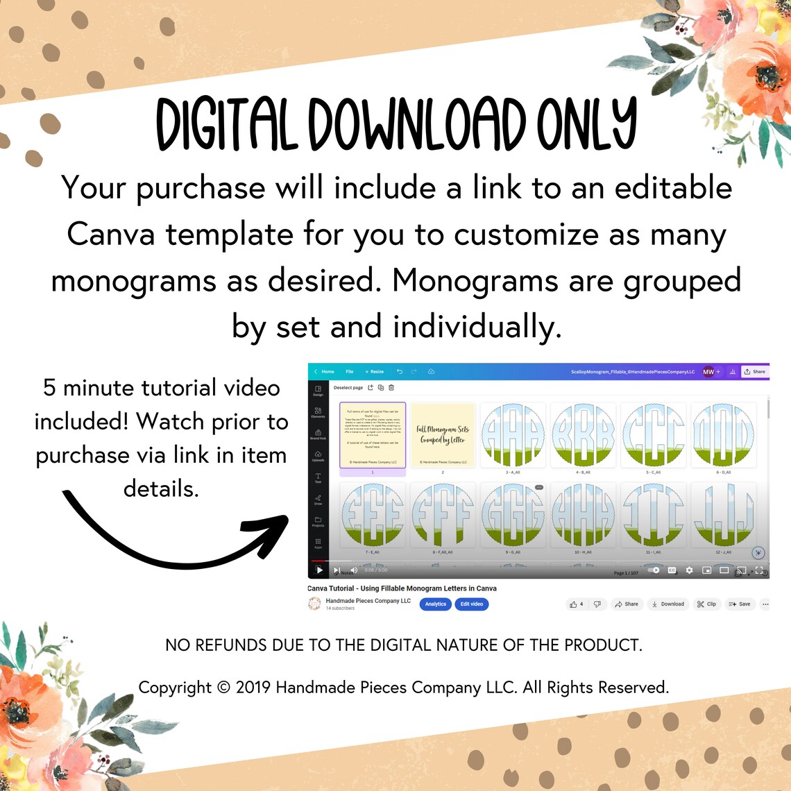 Fill Your Own Doodle Monogram PNG, Canva Template, Canva Monogram ...