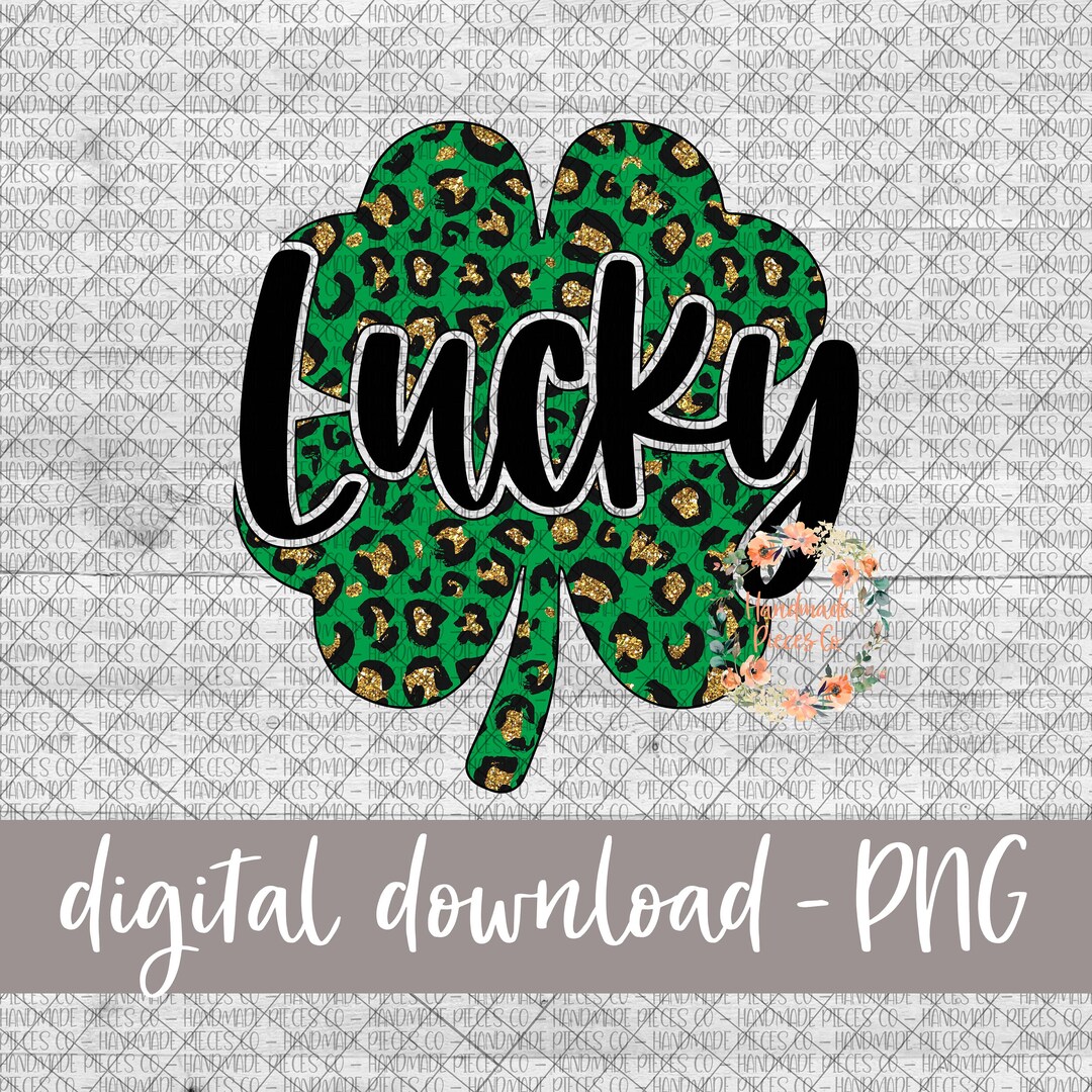 Lucky Shamrock PNG, Leopard Print, Gold Green Glitter, St. Patrick's ...