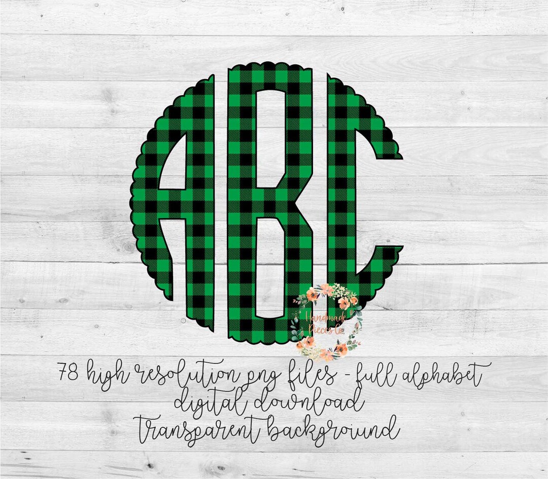 Green Buffalo Plaid Monogram, Buffalo Check, Monogram PNG, Plaid ...