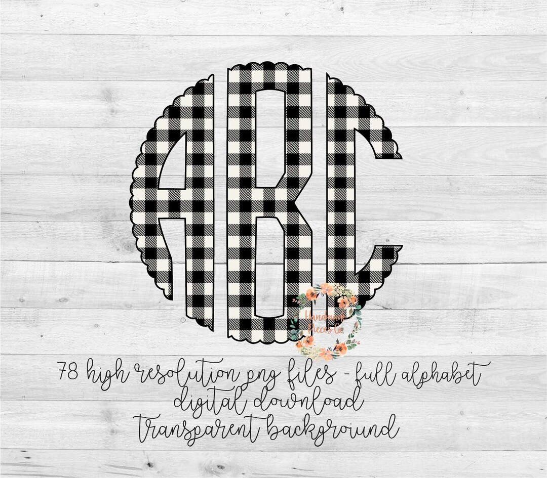 Black Buffalo Plaid Monogram PNG, Buffalo Check, Plaid, Gingham, Full ...