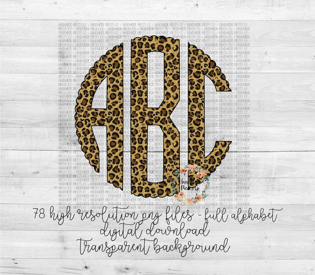 Monogram PNG, Leopard Monogram, Small Leopard Print, Scallop, Full ...