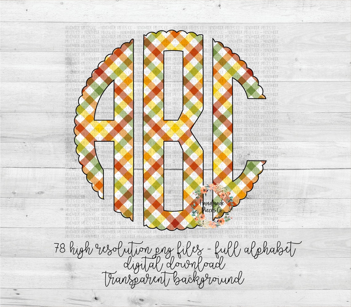 Fall Monogram Plaid Monogram Monogram PNG Full Alphabet - Etsy