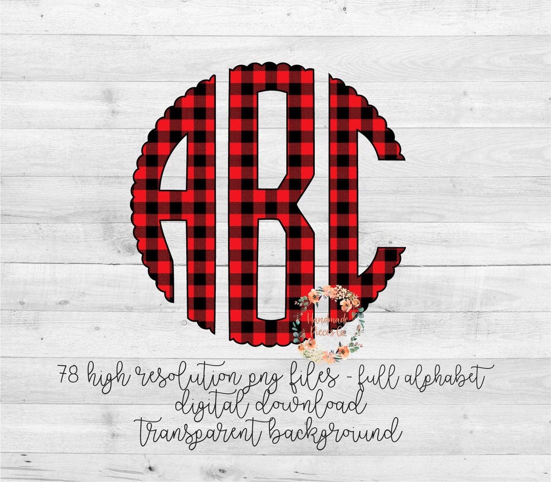 Red Buffalo Plaid Monogram PNG, Buffalo Check, Plaid, Gingham, Full ...