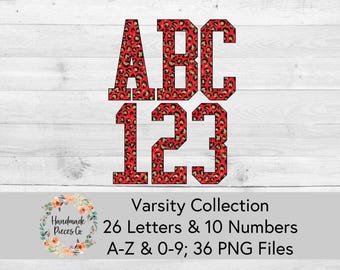Leopard Alphabet and Number Set, Blue Leopard, Varsity Letters and ...