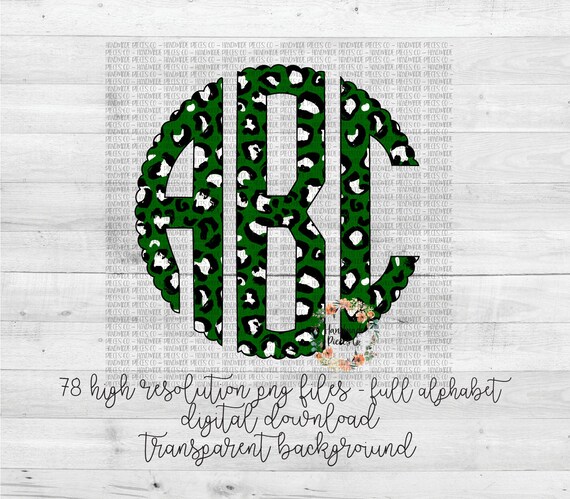 Green Leopard Monogram PNG Leopard Monogram Dark Green St. | Etsy