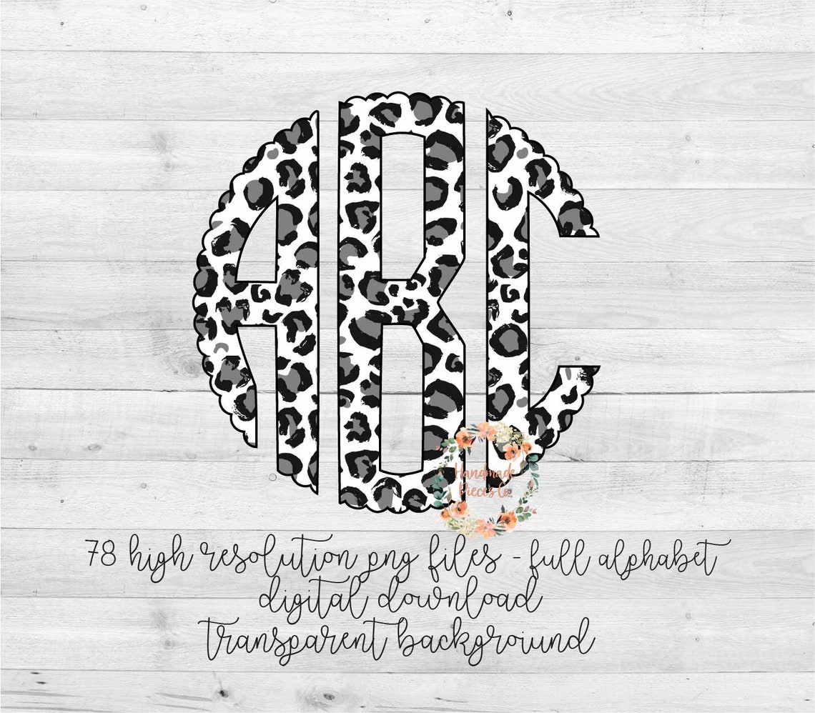 Monogram PNG Leopard Monogram Scallopsnow Leopard Print - Etsy
