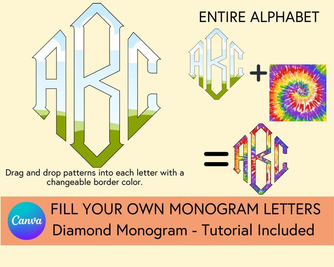 Fill Your Own Doodle Monogram PNG, Canva Template, Diamond Monogram, Monogram Template, Canva ...