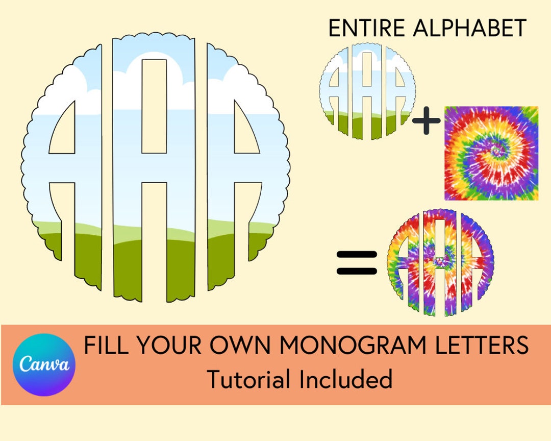 Fill Your Own Doodle Monogram PNG, Canva Template, Canva Monogram Template, Scallop Monogram ...