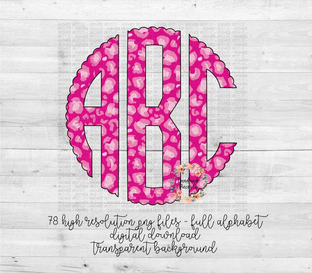 Leopard Monogram, Pink Leopard Monogram, Monogram PNG, Scallop, Full ...