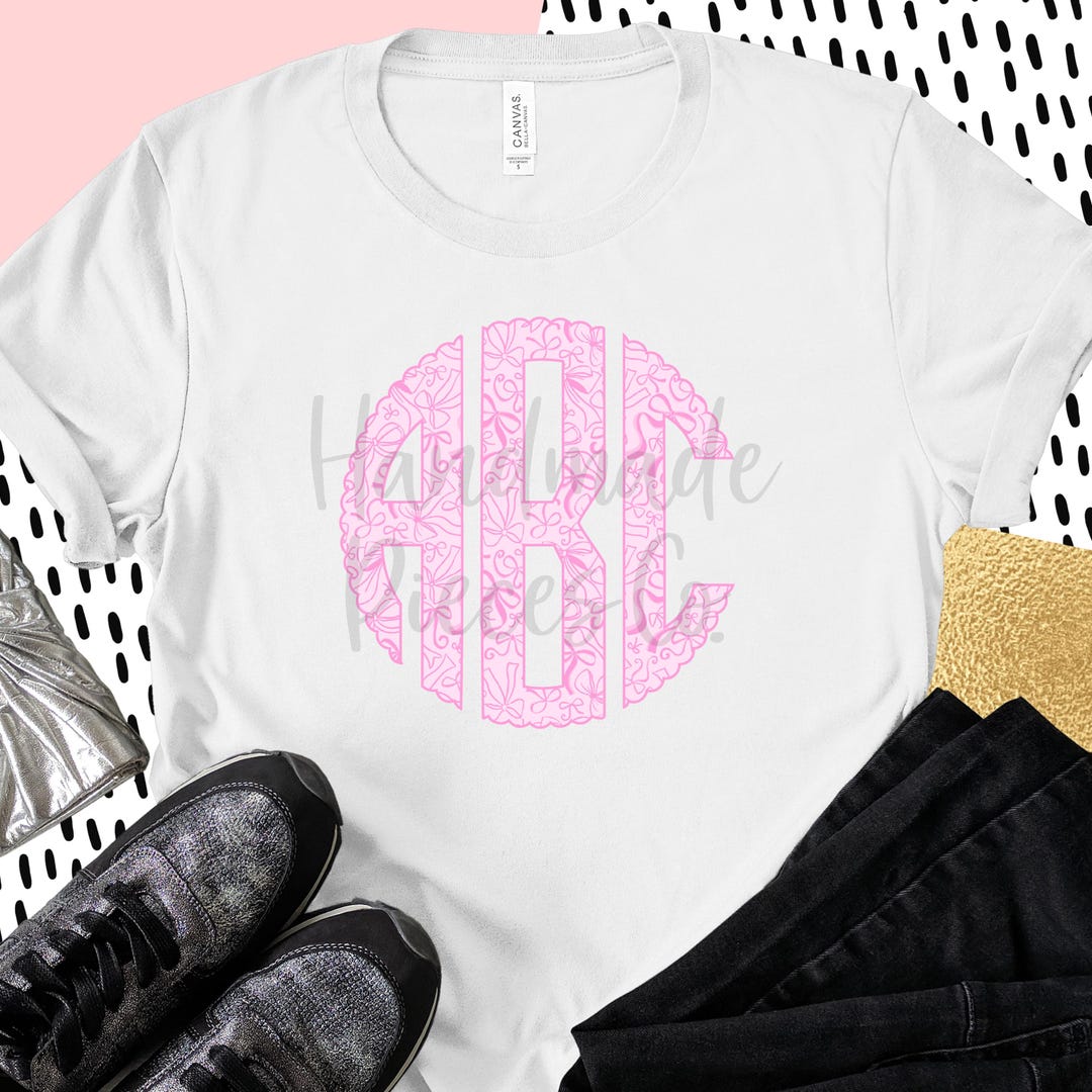Pink Coquette Bow Monogram, Pink Monogram, Coquette Bow PNG, Scallop ...