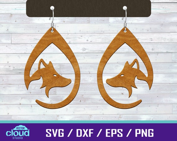 Wolf Earring Svg Dxf Eps Png Vector Cut File. Faux Leather - Etsy