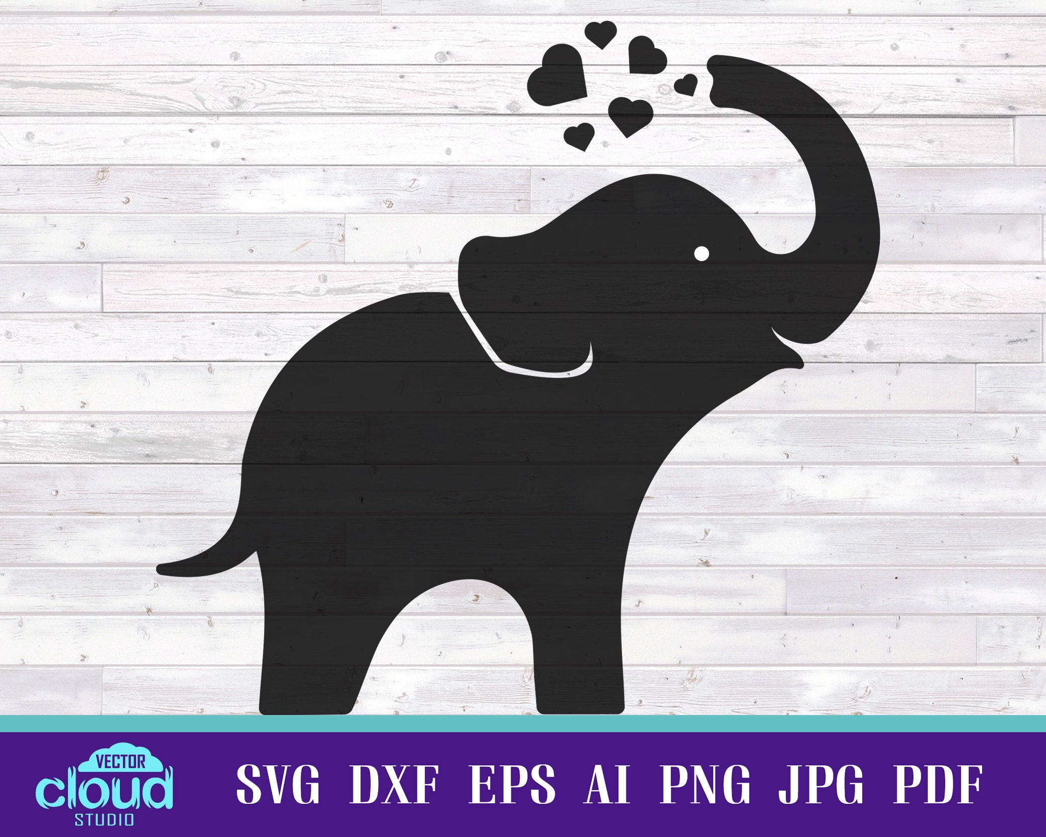 Elephant Trunk Heart Silhouette Clipart