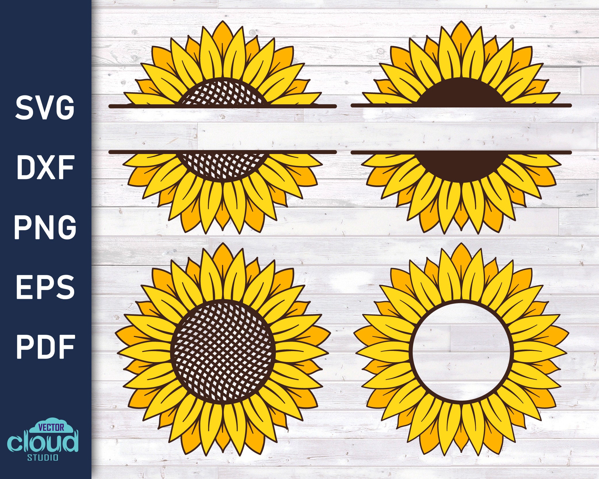 Sunflower Split Monogram Mandala Bundle Svg Dxf Eps Png - Etsy