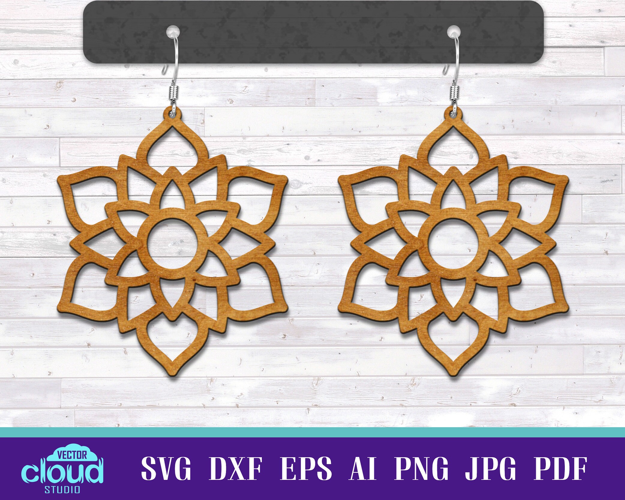 Mandala Earring Svg Dxf Eps Ai Png Vector Cut File. Faux | Etsy