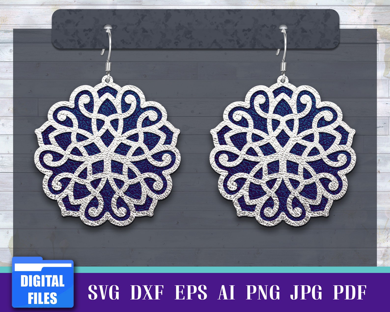Mandala Earring Svg Dxf Eps Ai Png Vector Cut File. Faux - Etsy