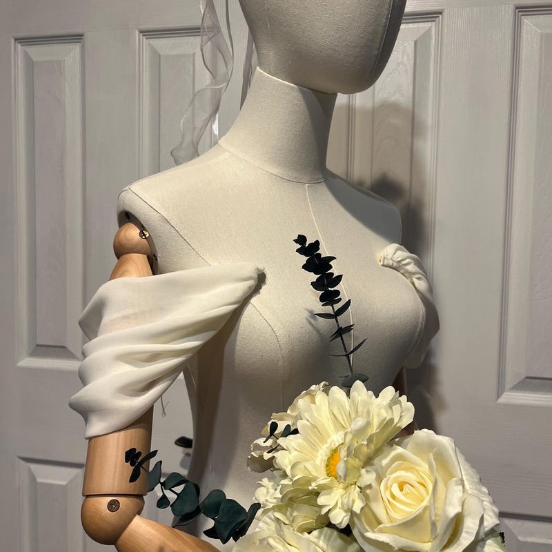 White Drape Sleeve Gown - Etsy