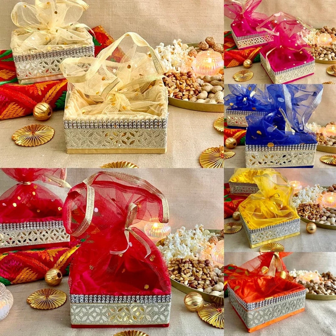 Set of 6 Gifting Return Giveaways Boxes, Gift Basket Net Tops for ...