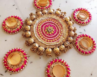 Indian Diwali Decoration Floral Rangoli Mat Tealight Candle - Etsy
