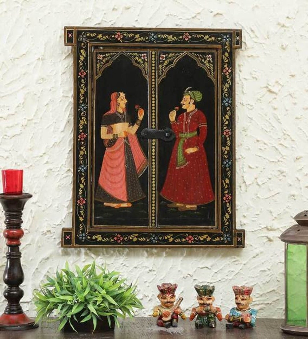 Royal Raja Rani Tole Painting Wooden Jharokha Window Box, Wall Hanging ...