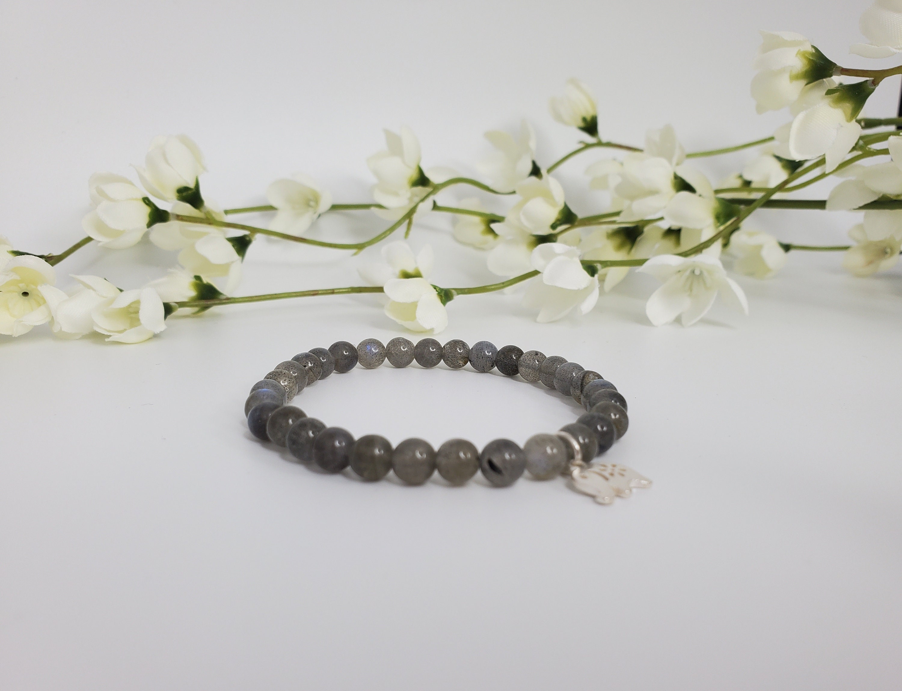 Labradorite Beaded Bracelet with Elephant Charm Good Luck and | Etsy