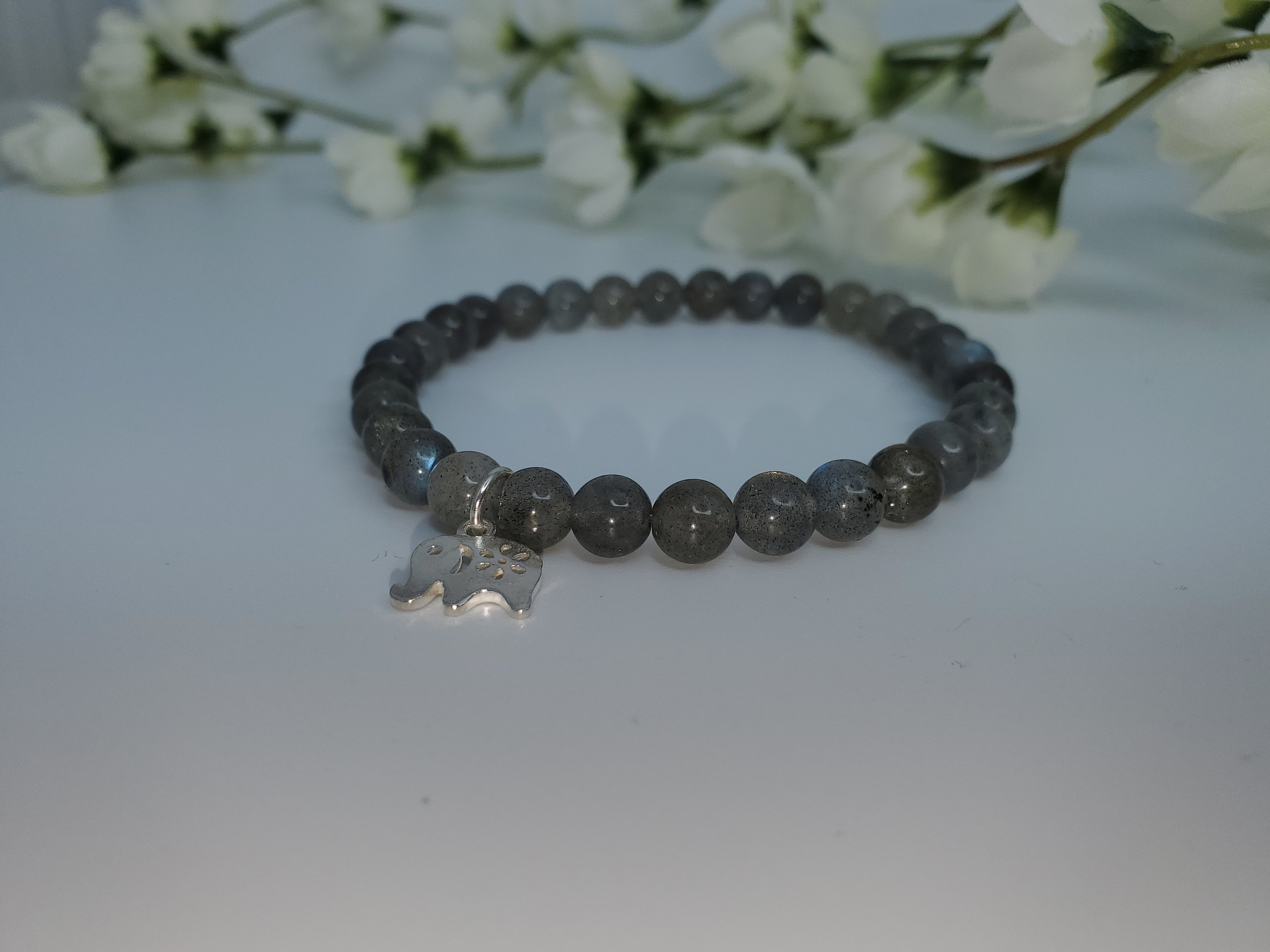 Labradorite Beaded Bracelet with Elephant Charm Good Luck and | Etsy